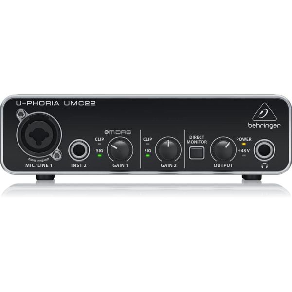 Interface De Audio Behringer UMC22 U-Phoria Placa de Audio - INTERMEZZO